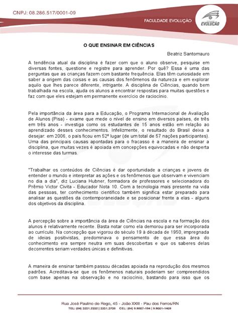 Texto Introdutório Ciências 1 Pdf Science Aprendizado