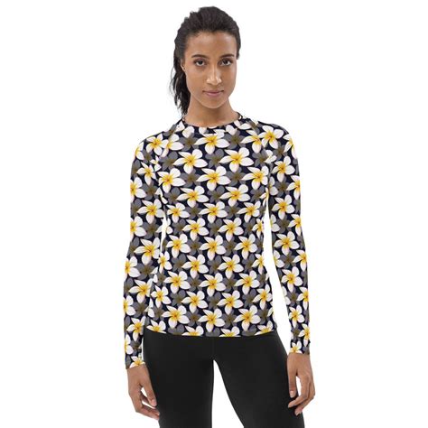 Orchid Flowers Rash Guard Floral Printed Yoga Workout Fitness Rash