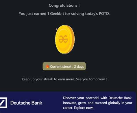 Rajasree S On Linkedin Geekstreak2024 Geekforgeeks Geekstreak2024 Deutschebank