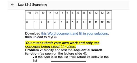 Solved € Lab 12 2 Searching Problem 1 Demonstrate How The