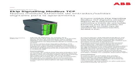 Ekip Signalling Modbus Tcp Nuevo Módulo Ethernet De · Nuevo Módulo Ethernet De Entradas