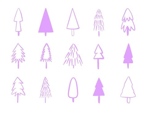 Vector Violeta Conjunto De Iconos De árbol De Navidad Vector Premium