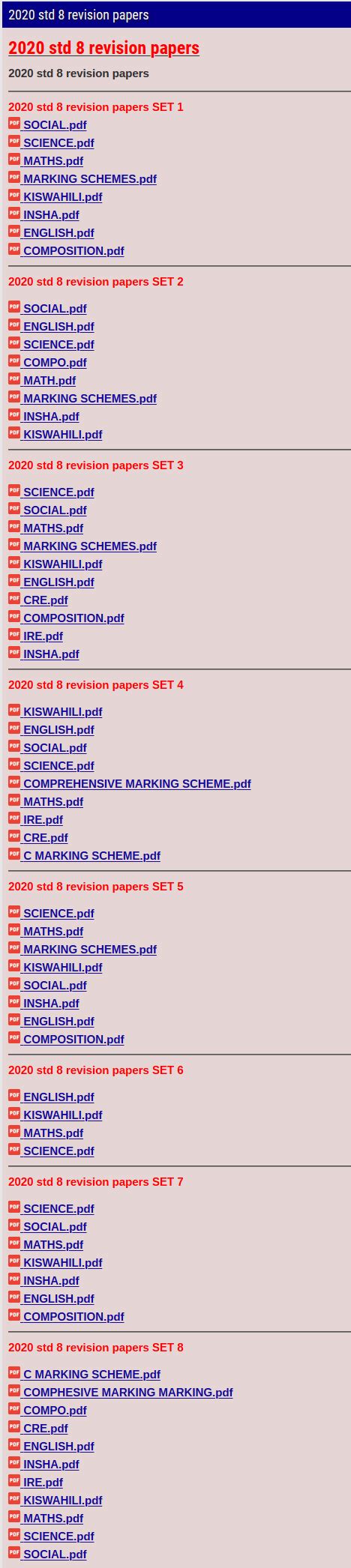 2021 Kcpe Predictions Papers Kcse Revision