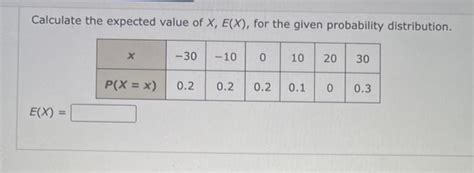 Solved Calculate The Expected Value Of X E X For The Given Chegg