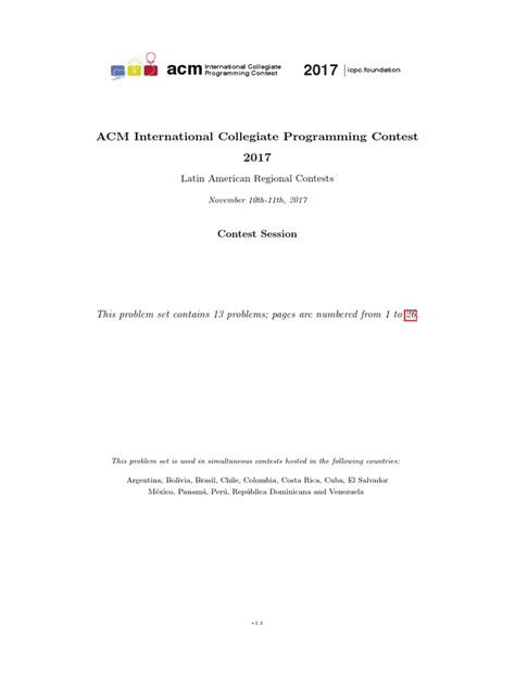 Latin American Regional Contest Acm Icpc 2017 Pdf Electronic