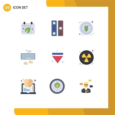 Mobile Interface Flat Color Set Of 9 Pictograms Of Eject Typing No Diet Type Keyboard Editable