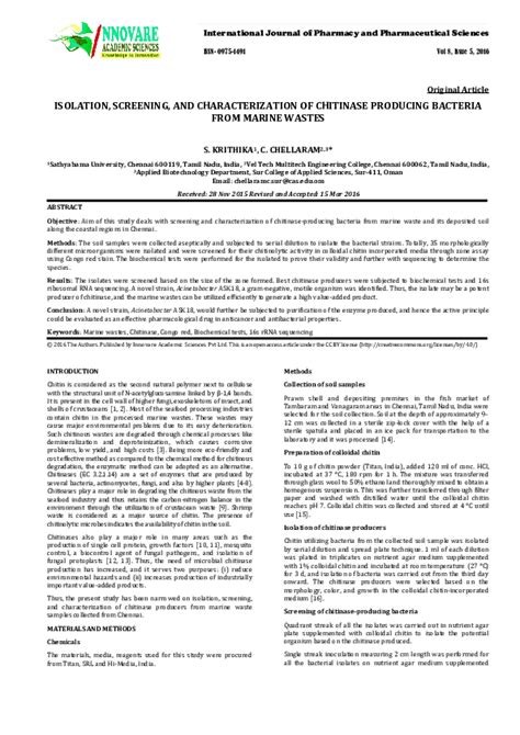 Pdf Isolation Screening And Characterization Of Chitinase Producing