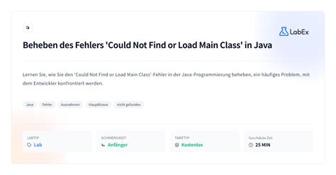 Java Fehler Und Ausnahmen Hauptklasse Nicht Gefunden Labex