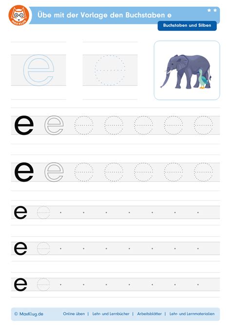 Übe Mit Der Vorlage Den Buchstaben E