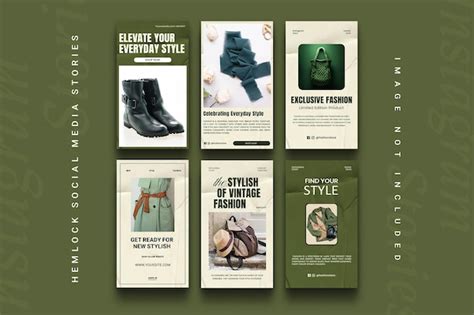 소셜 미디어 및 인스타그램 스토리 템플릿을 위한 스타일리시 패션 디자인의 Psd 컬렉션 프리미엄 Psd 파일