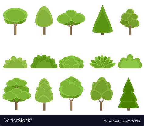 Set Of Trees And Shrubs Royalty Free Vector Image Set Of Trees And Shrubs Royalty Free Vector Image