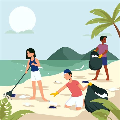 Cleaning Beach Cartoon At Brenda Ferri Blog