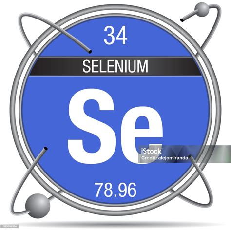 Ilustración De Símbolo De Selenio Dentro De Un Anillo De Metal Con