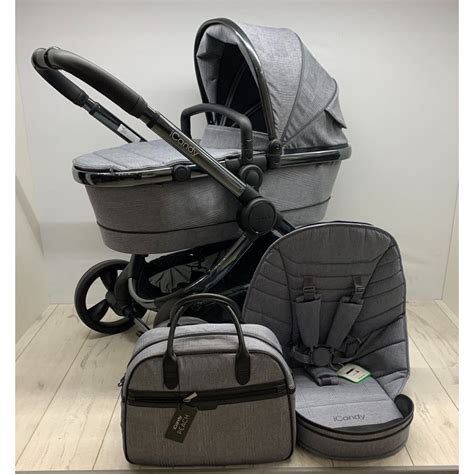 Icandy Peach Pram And Pushchair 2020 Ex Display Light Grey Check