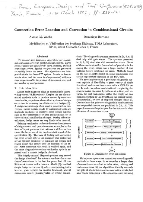 Pdf Connection Error Location And Correction In Combinational Circuits