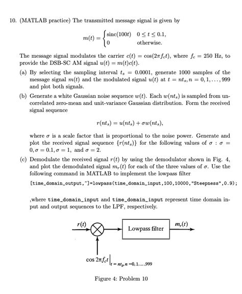 Video Solution 10 Matlab Practice The Transmitted Message Signal Is Given By Sinc100t For