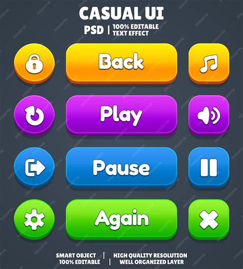 美麗的遊戲 Ui 按 卡通風格 Ui 按 2d 2d Ui 遊戲圖標 Set 遊戲 Ui Premium Psd
