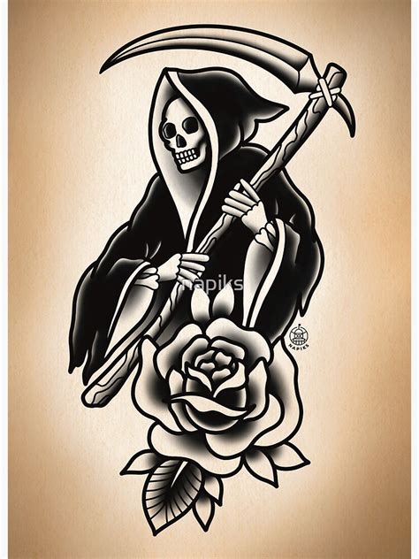 Stencil Grim Reaper Tattoo Designs