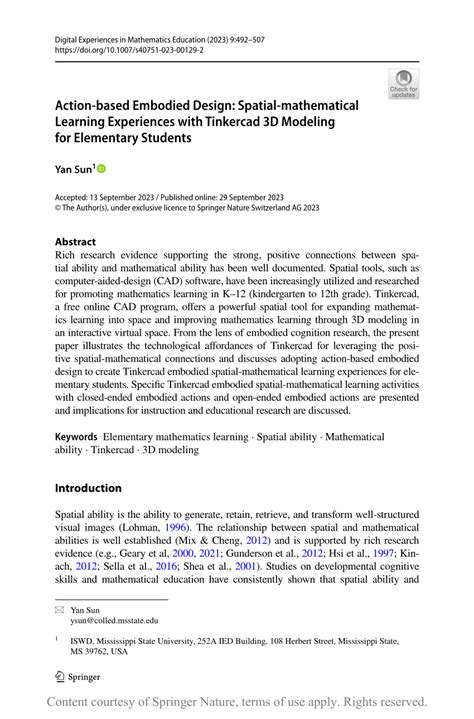Action Based Embodied Design Spatial Mathematical Learning Experiences