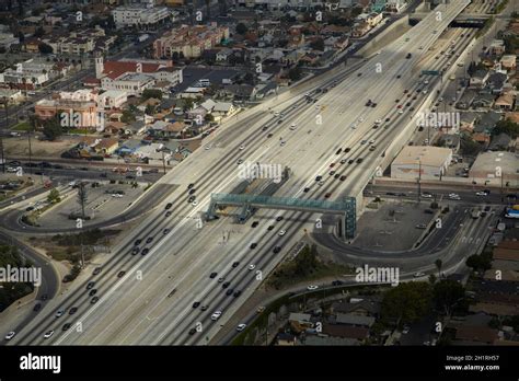 Aerial Of Harbor Freeway Interstate 110 Or I 110 And West Manchester