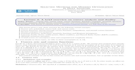 (PDF) Lecture 3: A brief overview on convex analysis and duality ...