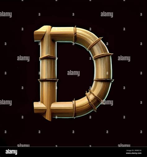 Capital Letter D In Bamboo With Black Background Stock Vector Image