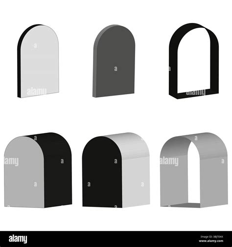 Volumetric Arch Icons Three Dimensional Structure Grey Portal Shape Vector Architecture Form