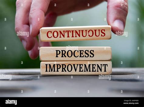 Continuous Process Improvement Text On Wooden Blocks With Blurred