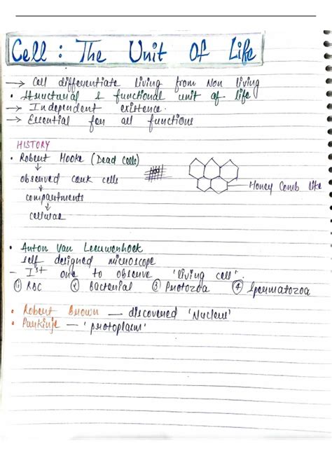 Neet Biology Cell The Unit Of Life Handwritten Notes Ncert Based