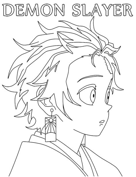 Tanjiro Face Colour Drawing