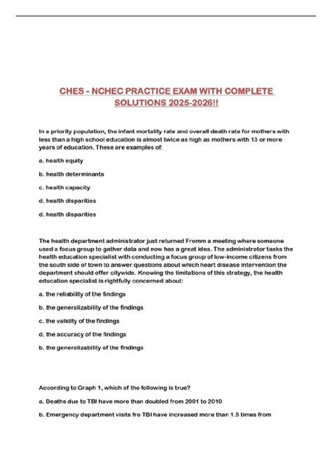 Ches Nchec Practice Exam With Complete Solutions Ches Nchec