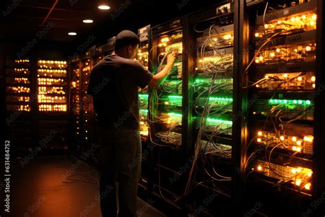 A Technician Performing A Backup Operation On Critical Data Within A Data Center Using