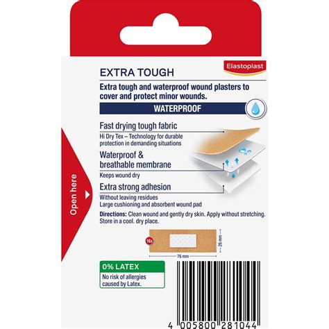 Elastoplast Heavy Fabric Extra Tough Waterproof Plasters 16 Pack