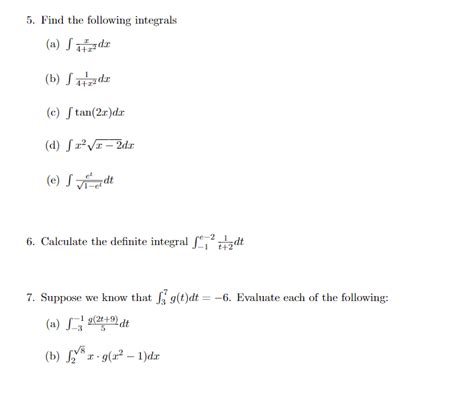 Solved Find The Following Integrals A S D B S D Chegg Com
