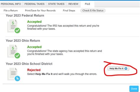 My Ohio School District Tax Return Was Rejected With Code Oh Pit 068 When I Reopen Turbotax It