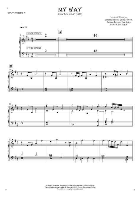 My Way Noten Für Synthesizer String Ensemble Synth Strings