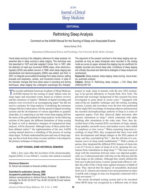 Pdf Rethinking Sleep Analysis
