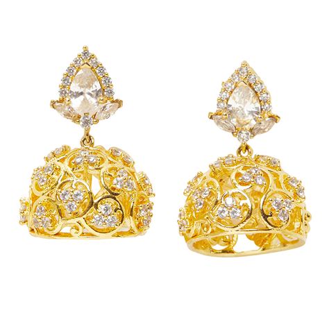 Yellow Gold Earrings With Traditional Design Voylla