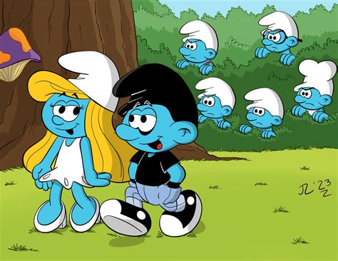 Smurfs Smurfette And Emos Stroll By Diesel10joseph567 On Deviantart