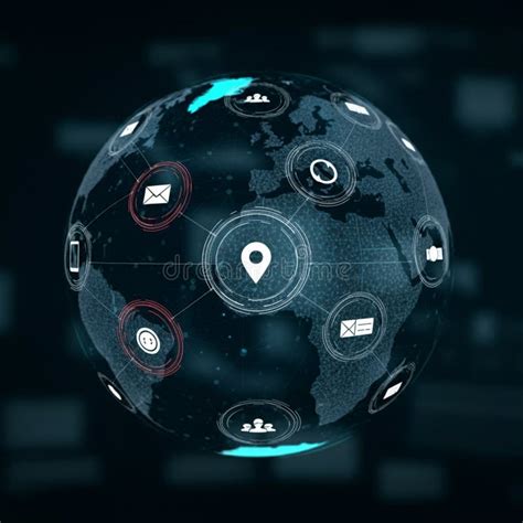A Digital Globe Displaying A Network Of Icons Floats In Space Various