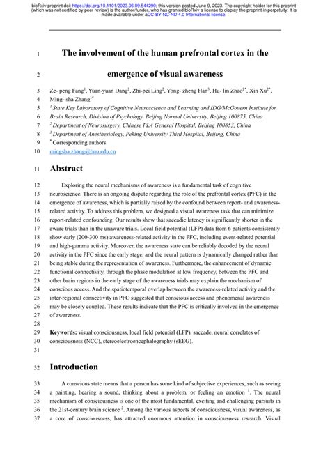 Pdf The Involvement Of The Human Prefrontal Cortex In The Emergence Pdf The Involvement Of The Human Prefrontal Cortex In The Emergence