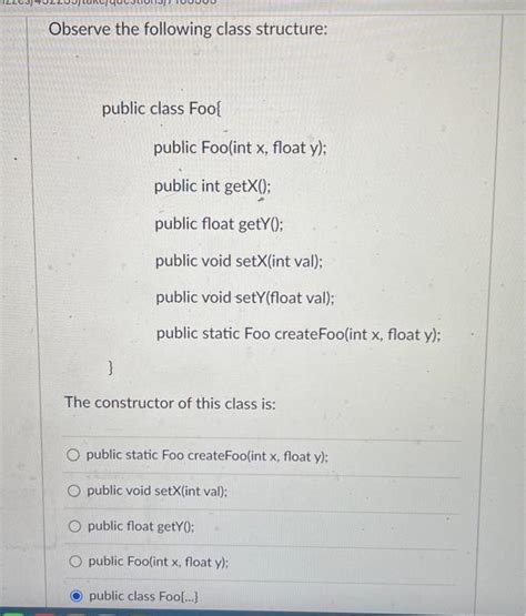 Solved Observe The Following Class Structure Public Class Chegg Com
