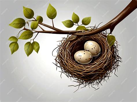 Premium Vector Vector Bird Nest On The Branch Isolated