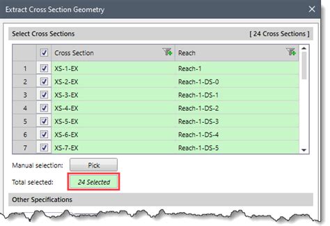 Extract Cross Section Geometry Command Hec Hms
