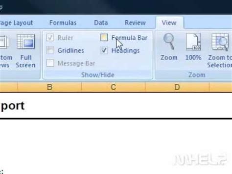 How To Show Or Hide The Formula Bar In A Workbook Excel YouTube