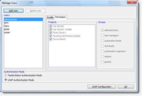Selecting Ldap Authentication Mode