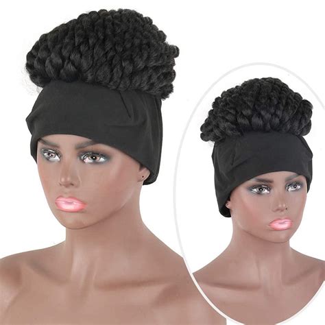Leosa Box Braid Headwrap Wig With Headband 2 In 1 Black Braided