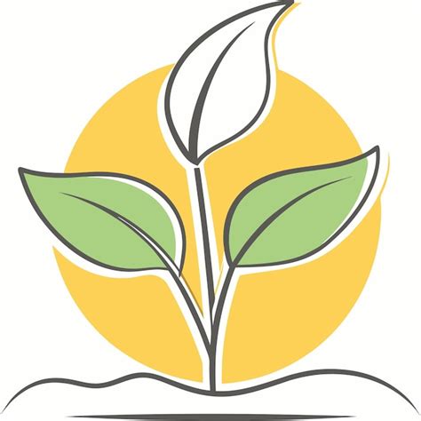 Um Desenho De Uma Planta Com Folhas Verdes Em Um Círculo Vetor