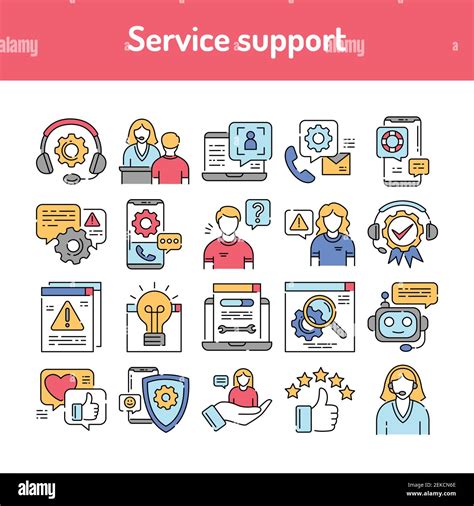 Service Support Line Icons Set Isolated Vector Element Outline