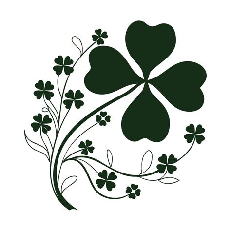 Lucky Clover Cluster Four Leaf Clover Silhouette With Decorative